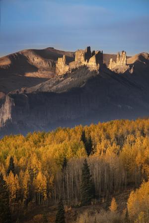 'USA, Colorado, Gunnison National Forest. The Castles rock formation on ...