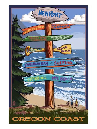 'Newport, Oregon - Sign Destinations' Posters - Lantern Press ...