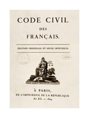 'Original and Official Edition of the French Civil Code, 1804' Giclee ...
