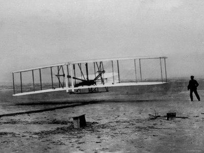 'Orville Wright Taking Plane For 1st Motorized Flight as Brother Wilbur ...