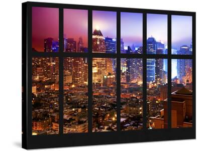 'Window View - Manhattan Cityscape of Times Square by Foggy Night ...