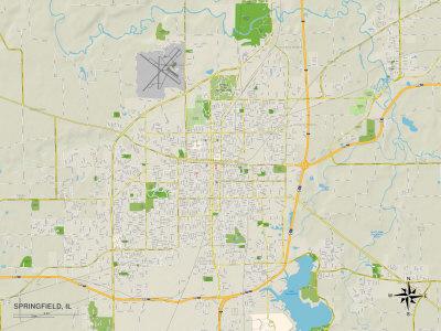 'Political Map of Springfield, IL' Posters | AllPosters.com