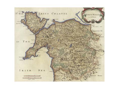 Map of North Wales Giclee Print by Robert Morden - AllPosters.co.uk