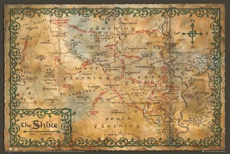 The Hobbit - Desolation of Smaug Map of the Shire - Posters på ...