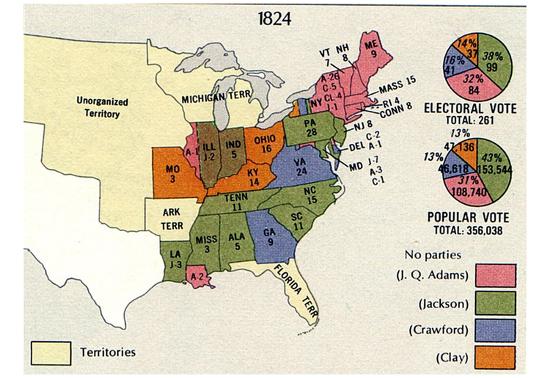 1824 Us Map Showing Clarksburg And Alexandria - Map