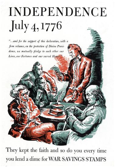 'Independence July 4 1776 War Stamps Bonds WWII War Propaganda Art ...