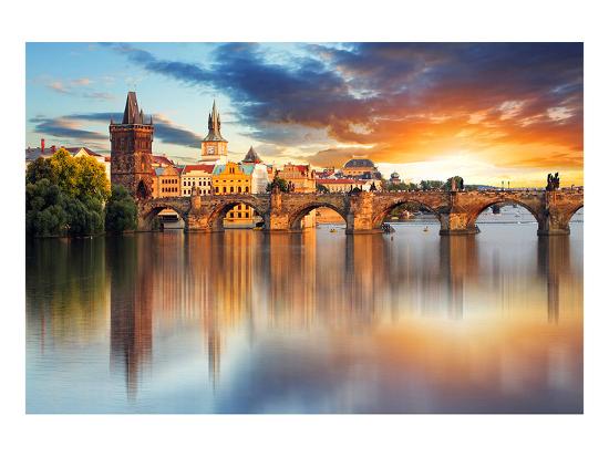 'Charles bridge Czech Republic' Premium Giclee Print - | AllPosters.com