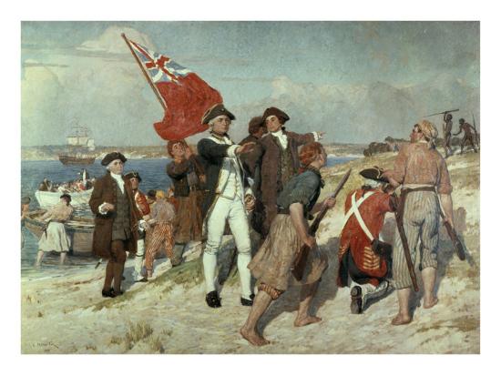 'Capt Cook Landing at Botany Bay' Giclee Print - Emanuel Phillips Fox ...