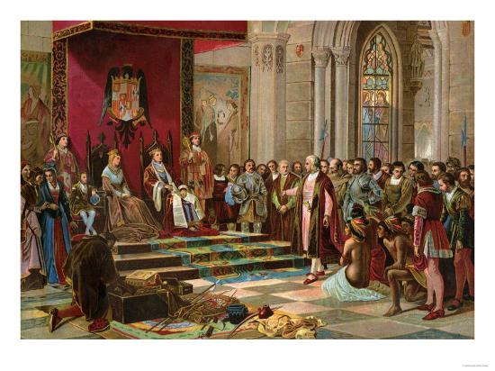 'Columbus Greeted by King Ferdinand and Queen Isabella Upon His Return ...