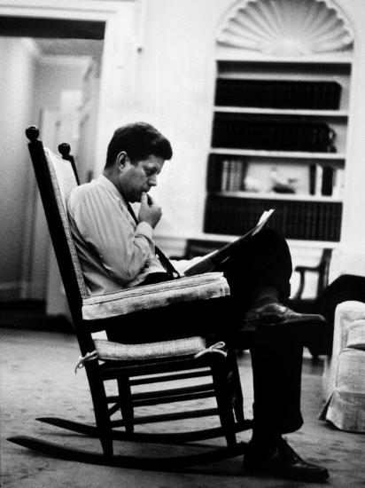 'President John F. Kennedy Sitting Alone, Thoughtfully, in His Rocking ...