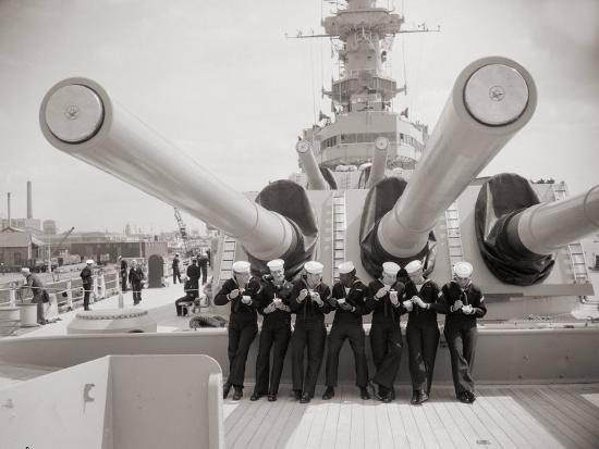 'US Sailors Enjoying a Tub of Ice Cream after Their Ship the US Iowa ...