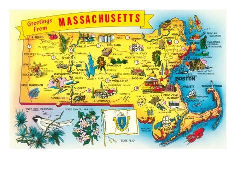 Map of Massachusetts Print at AllPosters.com