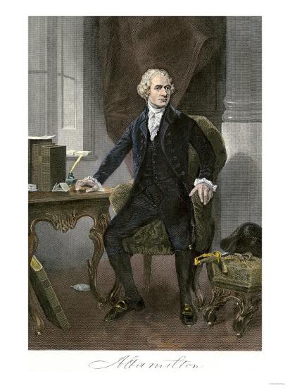 'Alexander Hamilton at His Desk, Full Portrait, with Autograph' Giclee ...
