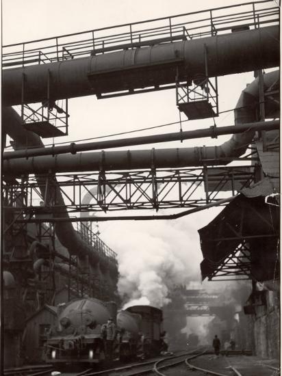 'Steaming Hot Steel Slag Being Poured into Freight Cars on Railroad ...