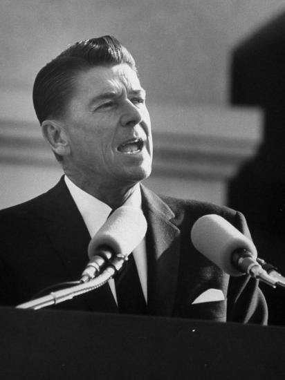 'Governor Ronald W. Reagan Making Inaugural Speech after Swearing in ...