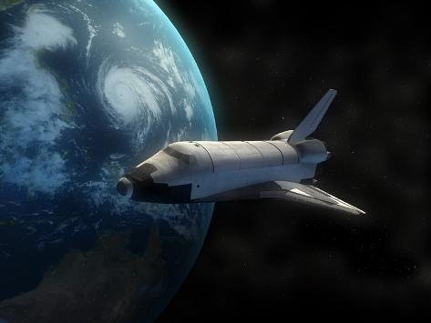 'Space Shuttle Backdropped Against Earth' Photographic Print ...