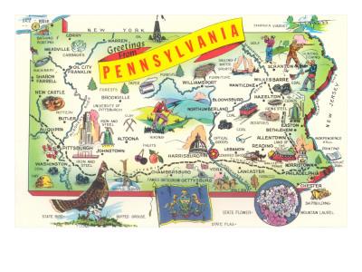 'Map of Pennsylvania' Posters | AllPosters.com