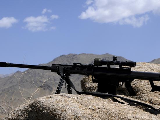'A Barrett .50-Caliber M107 Sniper Rifle Sits Atop an Observation Point ...