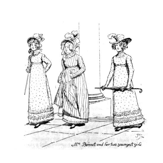 'Mrs. Bennet and Her Two Youngest Girls', Illustration from 'Pride and ...