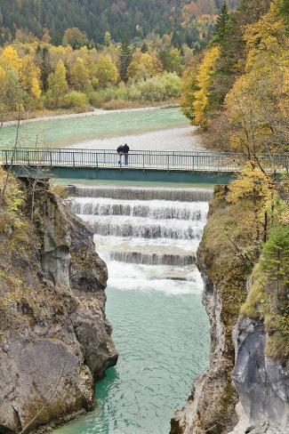 'Lech River Waterfall in Autumn, Fussen, Ostallgau, Allgau, Allgau Alps ...