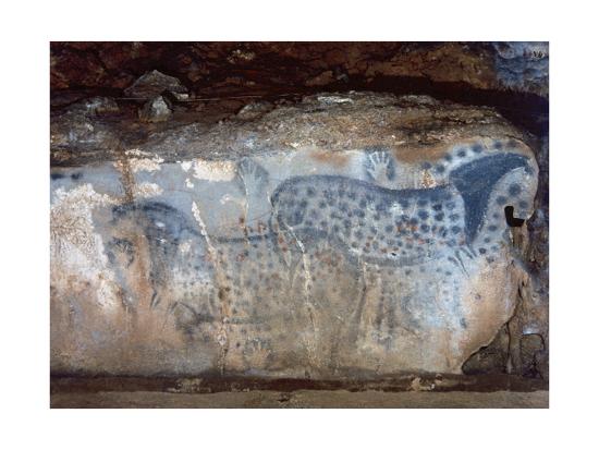 'France, Cabrerets, Pech Merle Cave, the Dotted Horse with Black and ...