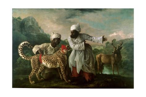 'Cheetah and Stag with Two Indians, C.1765' Giclee Print - George ...