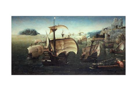 Portuguese Carracks Off a Rocky Coast, C.1540 Giclee Print at ...