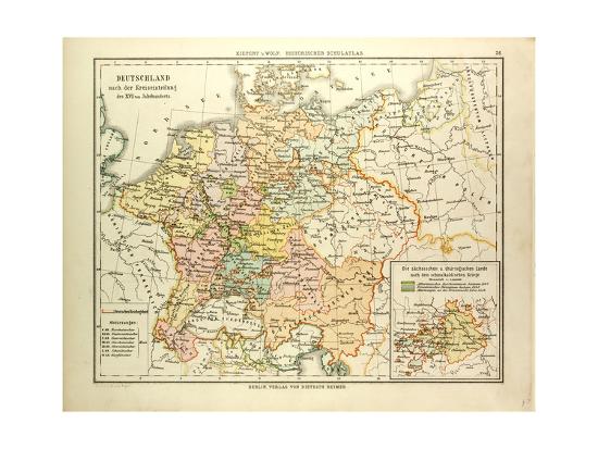 Map of Germany in the 16th Century Giclee Print at AllPosters.com
