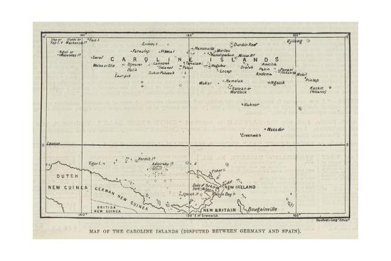 'Map of the Caroline Islands, Disputed Between Germany and Spain ...