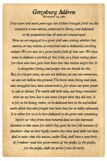 'Gettysburg Address Full Text' Posters | AllPosters.com