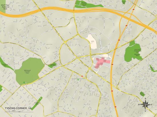 'Political Map of Tysons Corner, VA' Prints | AllPosters.com