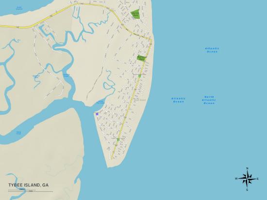 'Political Map of Tybee Island, GA' Prints | AllPosters.com