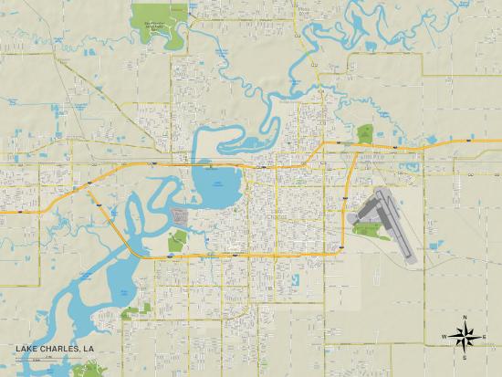 'Political Map of Lake Charles, LA' Art - | AllPosters.com