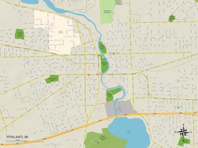 'Political Map of Ypsilanti, MI' Posters | AllPosters.com