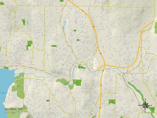 'Political Map of Bothell, WA' Posters | AllPosters.com