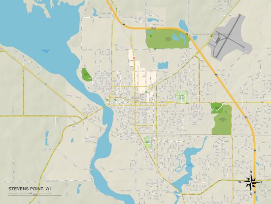 'Political Map of Stevens Point, WI' Art | AllPosters.com