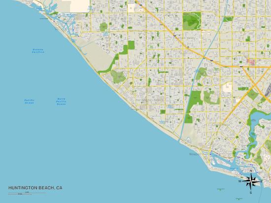 'Political Map of Huntington Beach, CA' Posters - | AllPosters.com
