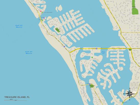 'Political Map of Treasure Island, FL' Print | AllPosters.com