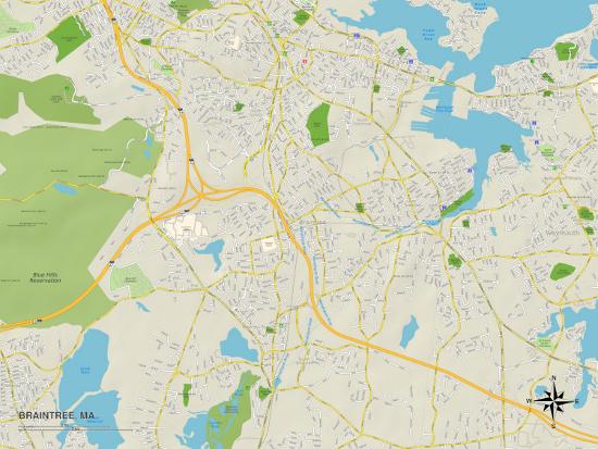 'Political Map of Braintree, MA' Posters | AllPosters.com