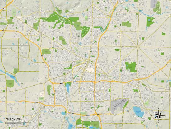 'Political Map of Akron, OH' Prints | AllPosters.com