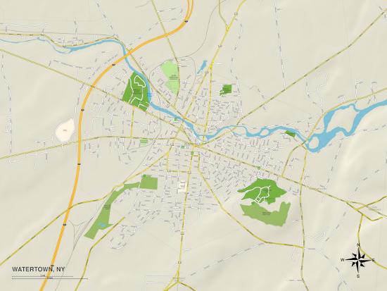 'Political Map of Watertown, NY' Prints | AllPosters.com