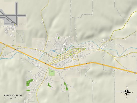 'Political Map of Pendleton, OR' Prints | AllPosters.com