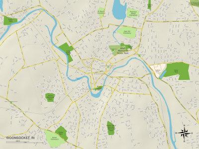 'Political Map of Woonsocket, RI' Prints - | AllPosters.com