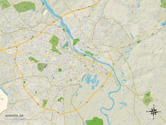 'Political Map of Augusta, GA' Prints - | AllPosters.com