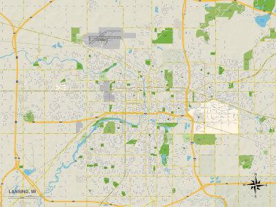 'Political Map of Lansing, MI' Posters | AllPosters.com