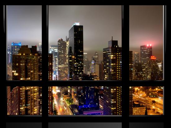 'Window View, Urban Landscape by Night, Misty Colors View, Times Square ...