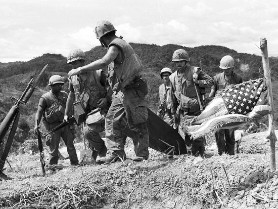 'Vietnam War U.S. Marine Casualty' Photographic Print - Henri Huet ...