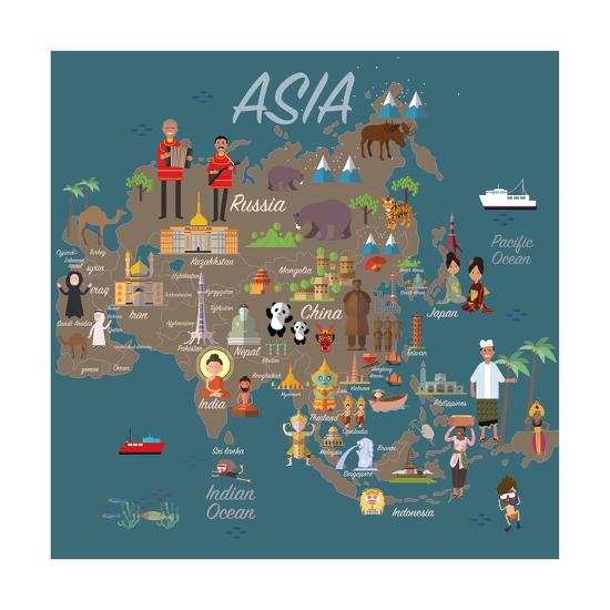 'Asia Map and Travel Eps 10 Format' Posters - Sajja | AllPosters.com