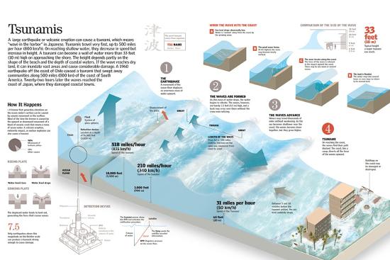 Infographic About Causes and Progression of a Tsunami Poster at ...