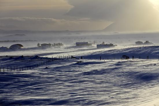 Iceland, Iceland, North-East, Region of Myvatn, Winter Tower, Weather ...